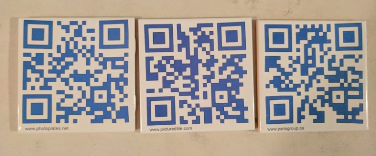 Custom QR Code Tiles - Permanent Custom Tiles - Pictured Tile